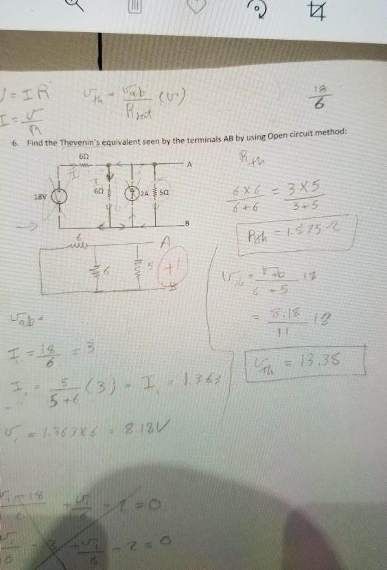 Solved ♡ ♡ ) J=IR ab (w). I v 6. Find the Thevenin's | Chegg.com