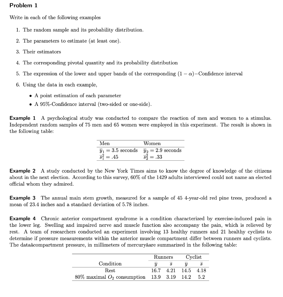 Solved Problem 1 Write in each of the following examples 1. | Chegg.com