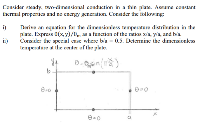 Solved Consider steady, two-dimensional conduction in a thin | Chegg.com