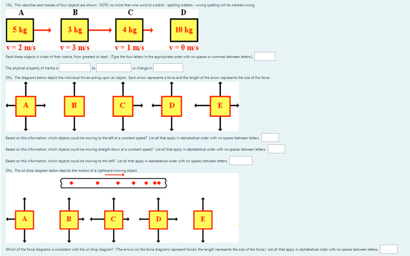 Solved 1NL. The velocities and masses of four objects are | Chegg.com