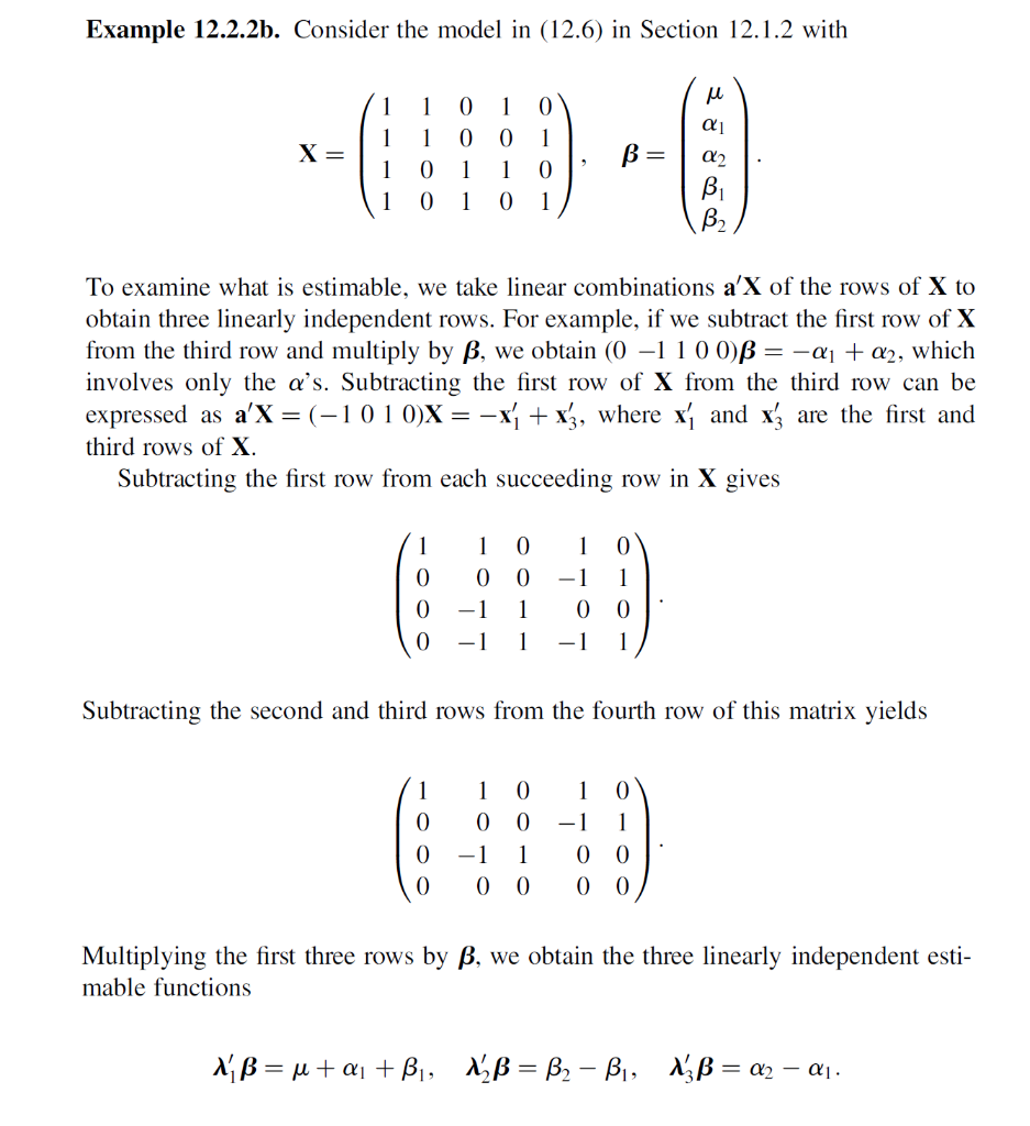 Solved we 12.9 (a) In Example 12.2.2b, found the estimable | Chegg.com