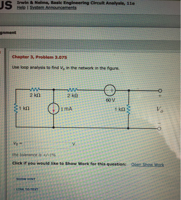 Solved: Irwin & Nelms, Basic Engineering Circult Analysis,... | Chegg.com Solved: Irwin & Nelms, Basic Engineering Circult Analysis,... | Chegg.com