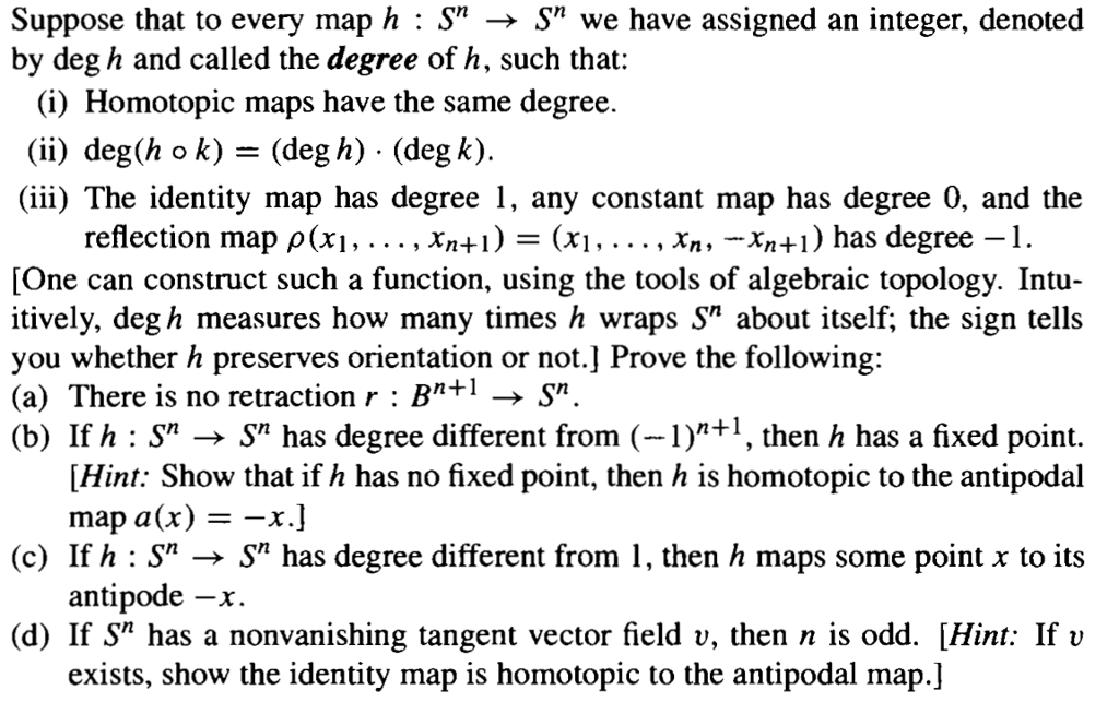 Solved Suppose that to every map h : S"-» S" we have | Chegg.com