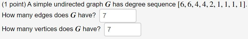Solved (1 point) A simple undirected graph G has degree | Chegg.com
