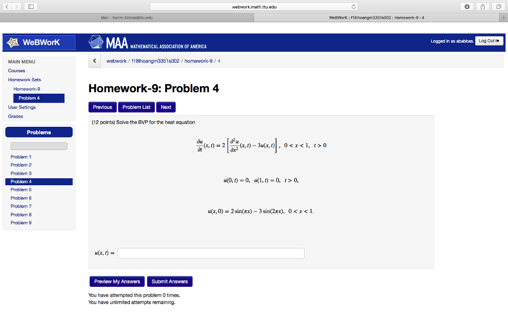 Solved webwork.math.ttu.edu WeBWorK: t18 hoangm3351s002 : | Chegg.com