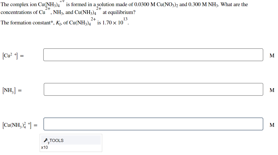 Solved The complex ion Cu(NH3)44+ is formed in a solution | Chegg.com