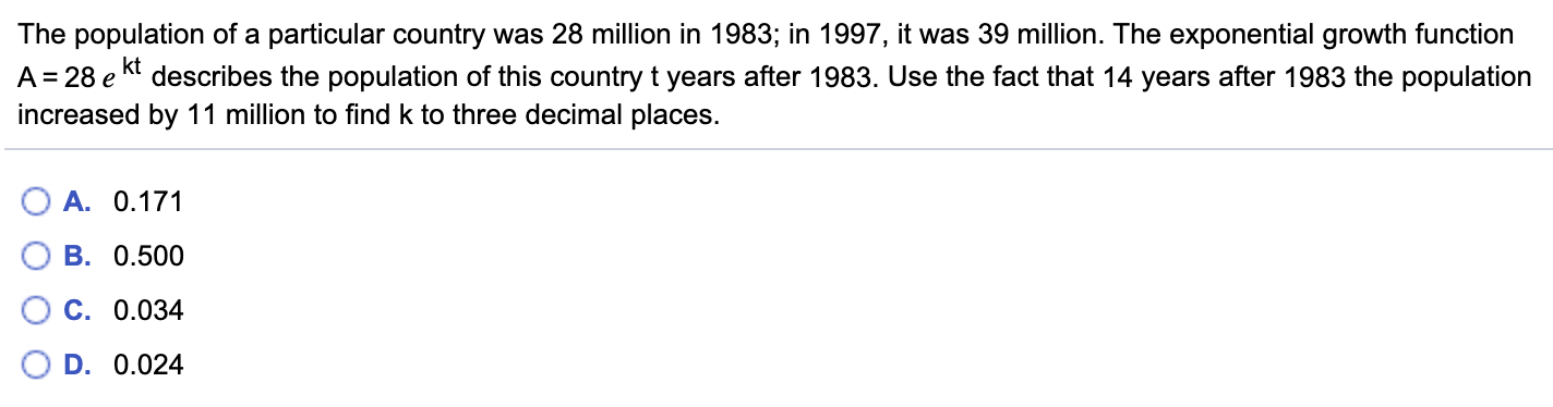 Solved The population of a particular country was 28 million | Chegg.com