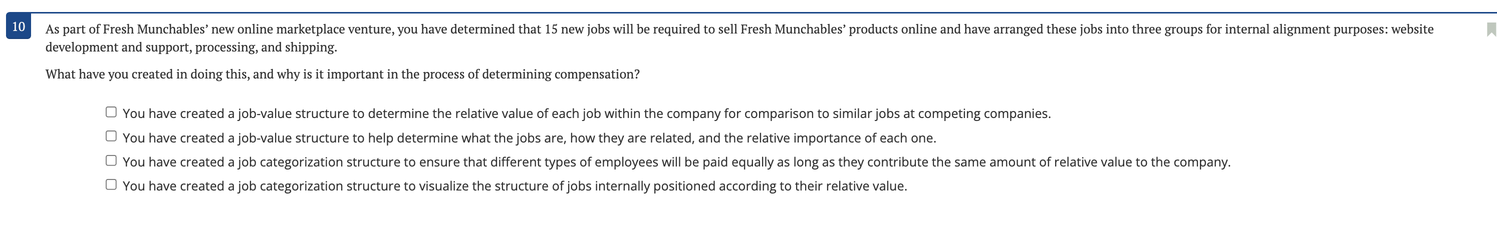 Solved 10 As part of Fresh Munchables' new online | Chegg.com