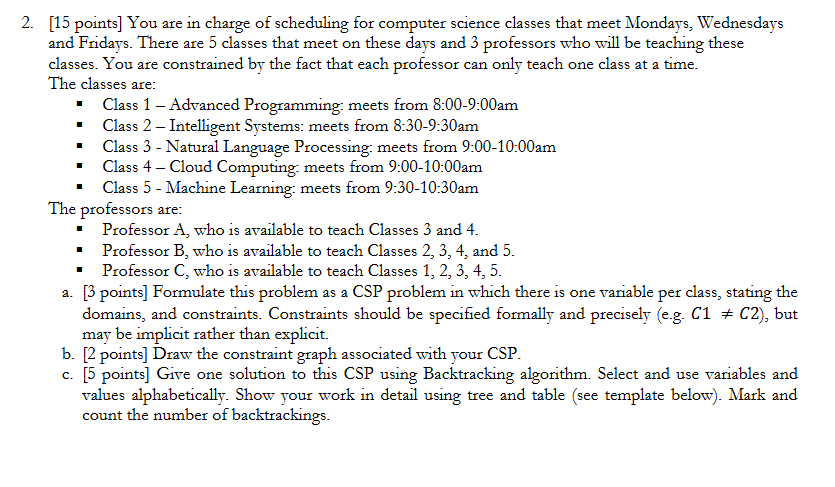 Solved 2. [15 points ] You are in charge of scheduling for | Chegg.com