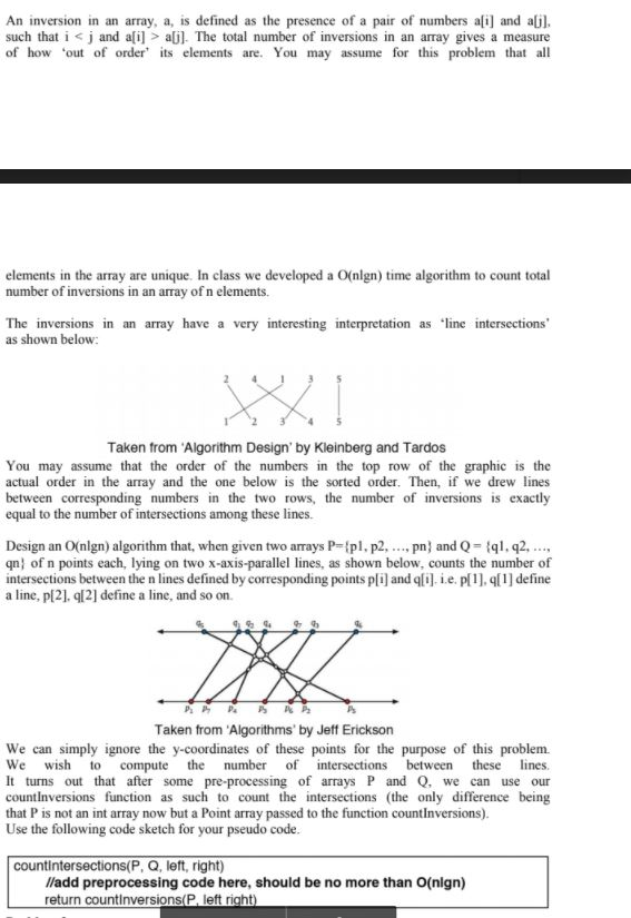 An inversion in an array, a, is defined as the | Chegg.com