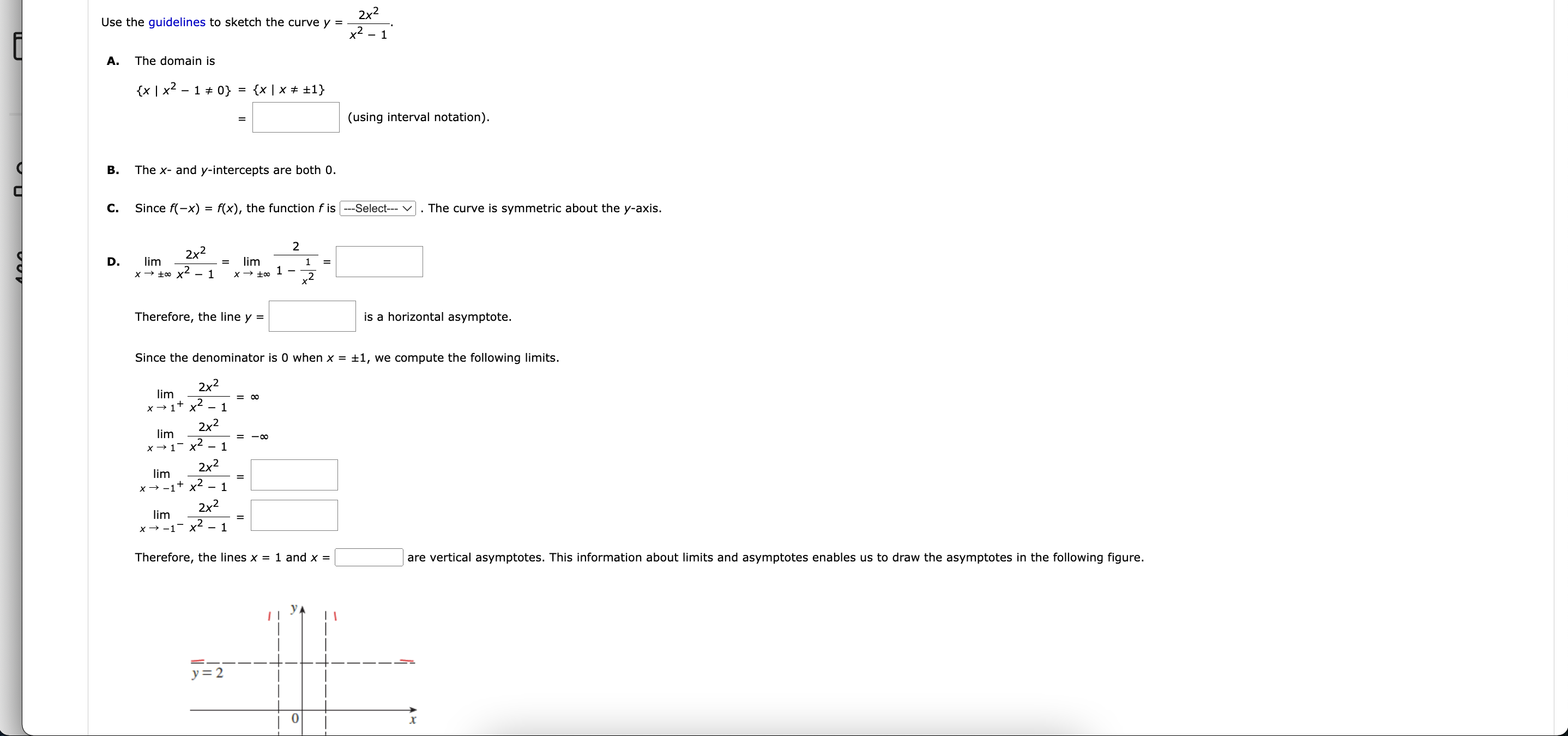 Solved Use the guidelines to sketch the curve y=x2−12x2. A. | Chegg.com
