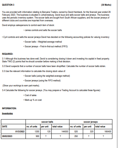 Solved QUESTION 3(30 ﻿Marks)You are provided with | Chegg.com