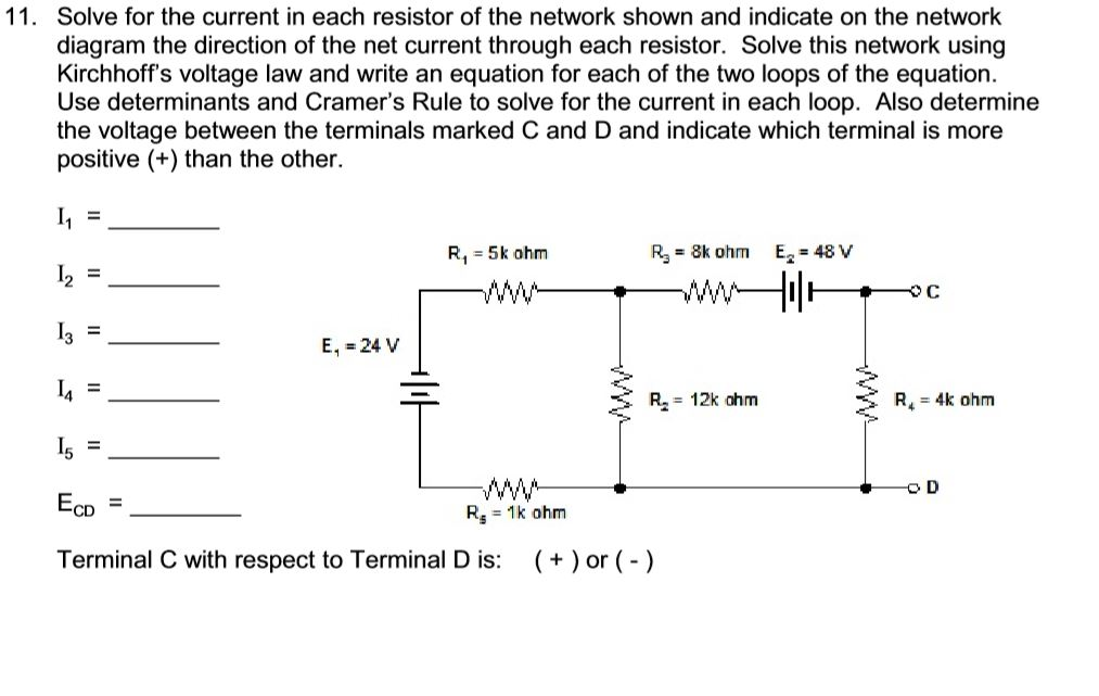 Solved Solve for the current in each resistor of the network | Chegg.com