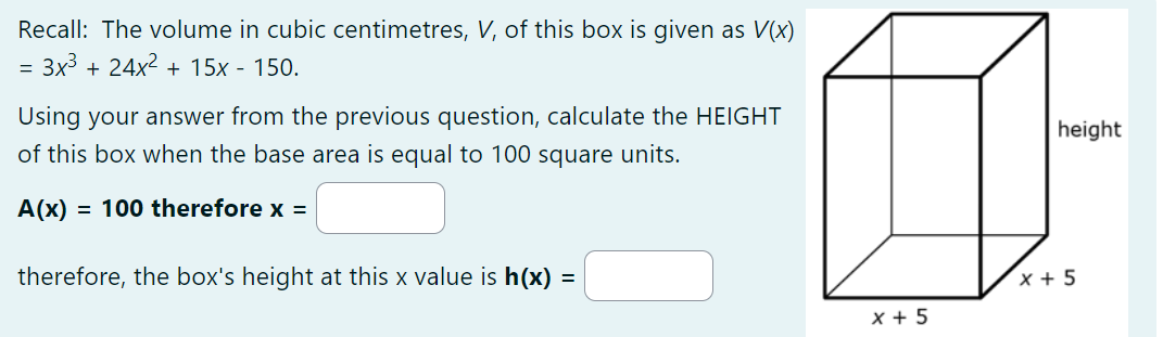 Solved Recall: The volume in cubic centimetres, V, of this | Chegg.com