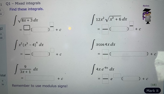 Solved Q1 - Mixed integrals Find these integrals. | Chegg.com