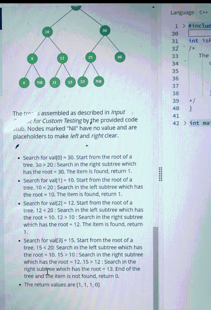 Language C++ 12 40 1 > #includ 30 31 int is 32 33 The | Chegg.com