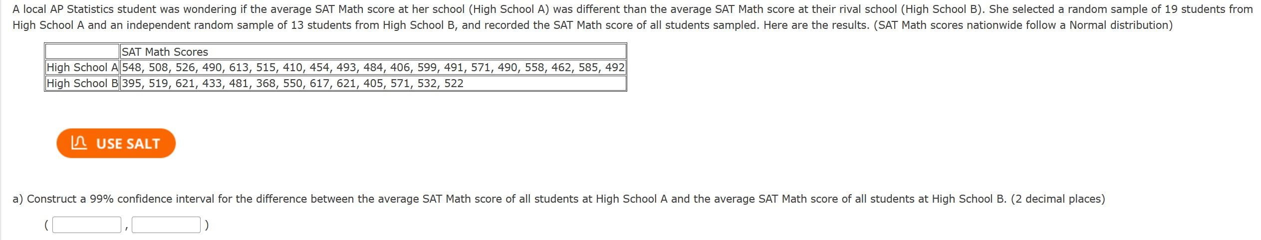 Solved A local AP Statistics student was wondering if the | Chegg.com
