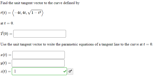 Solved Find the unit tangent vector to the curve defined by | Chegg.com
