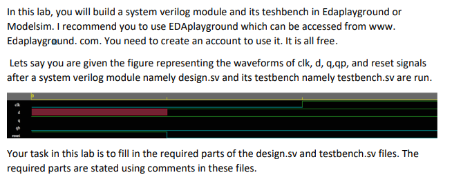 Solved design: module dff (clk, reset, d, q, qb); | Chegg.com