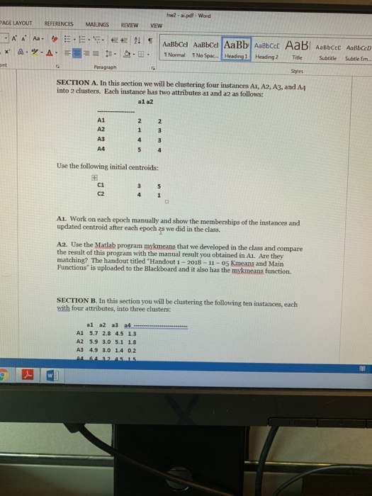 hw2- ai.pdf-Word PAGE LAYOUT REFERENCES MAILINGS | Chegg.com