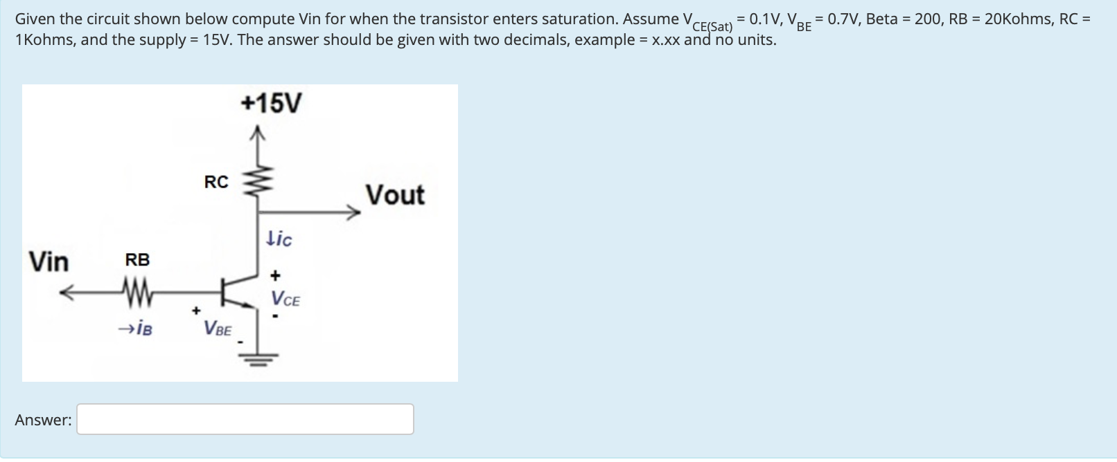 Solved Given the circuit shown below compute Vin for when | Chegg.com