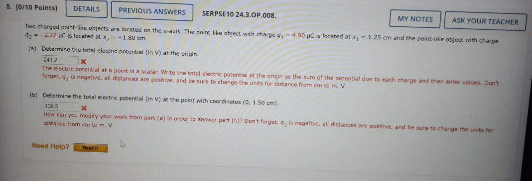 Solved Two charged point-like objects are located on the | Chegg.com