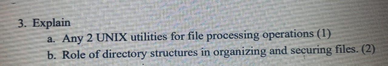 Solved 3 Explain A Any 2 Unix Utilities For File 7311