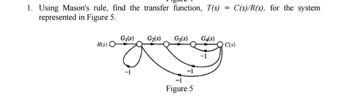Solved 1. Using Mason's rule, find the transfer function, | Chegg.com