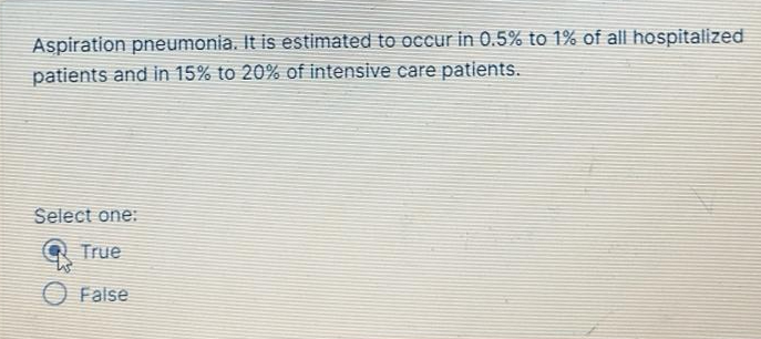 Solved Aspiration pneumonia. It is estimated to occur in | Chegg.com