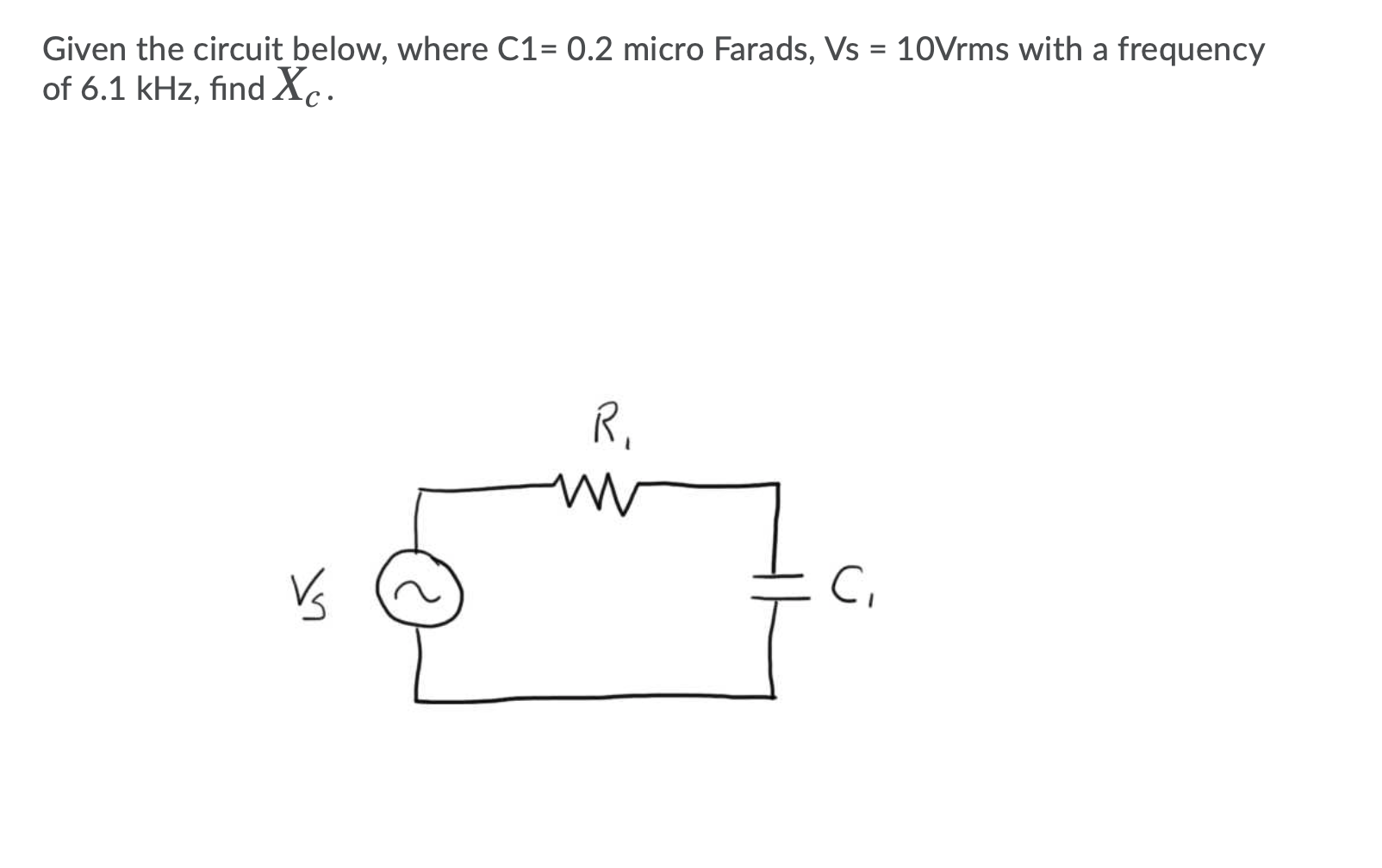 Solved Given the circuit below, where C1= 0.2 micro Farads, | Chegg.com