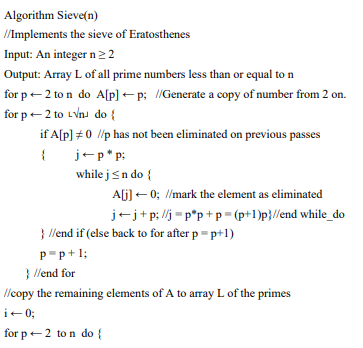 Solved Algorithm Sieve(n) //Implements the sieve of | Chegg.com