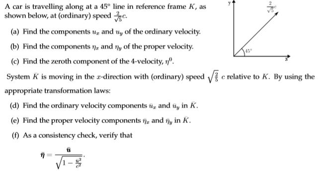 Solved A car is travelling along at a 45° line in reference | Chegg.com