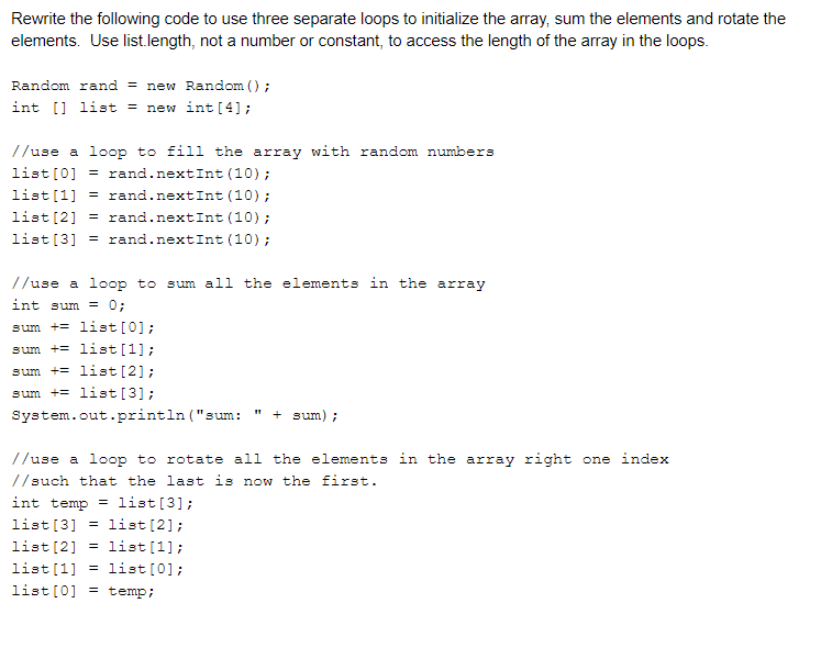 Solved Rewrite the following code to use three separate | Chegg.com