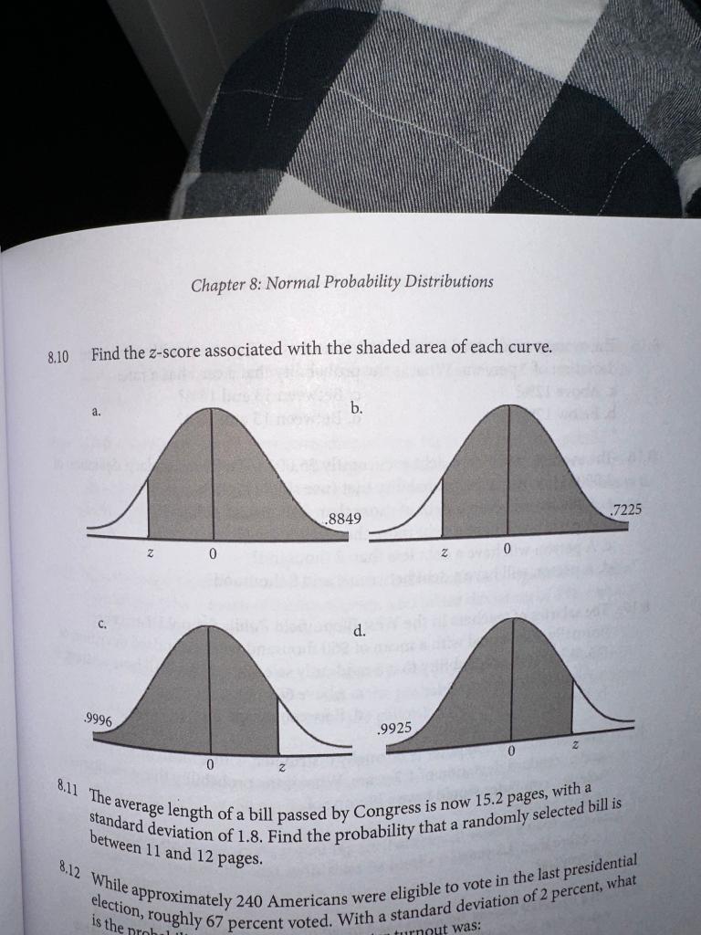 Solved Chapter 8: Normal Probability Distributions 8.10 Find | Chegg.com