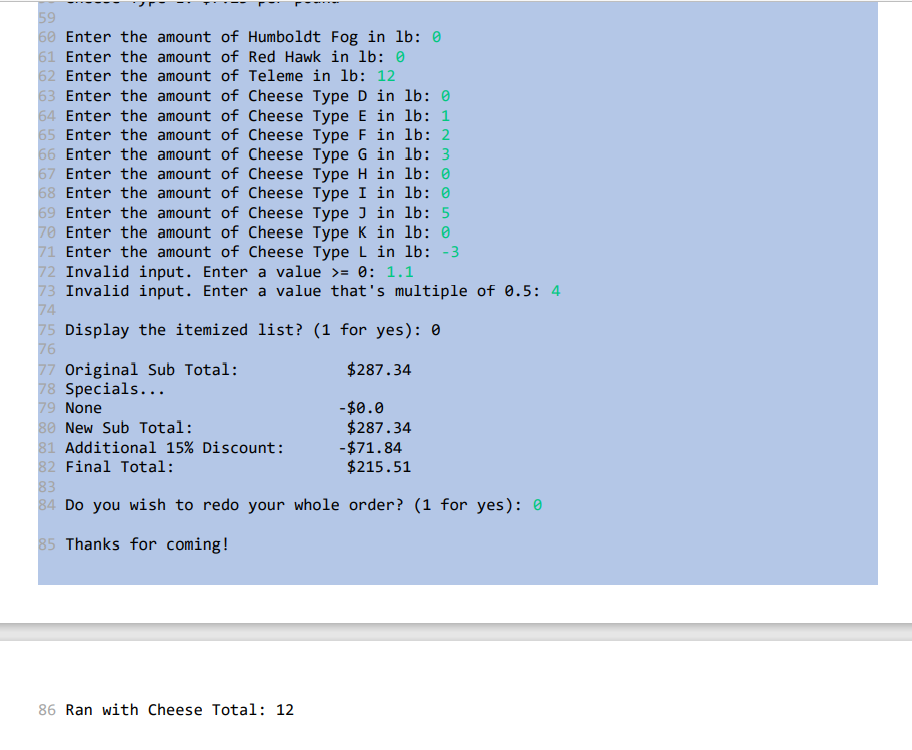 Follow the instruction and fix the incomplete program | Chegg.com