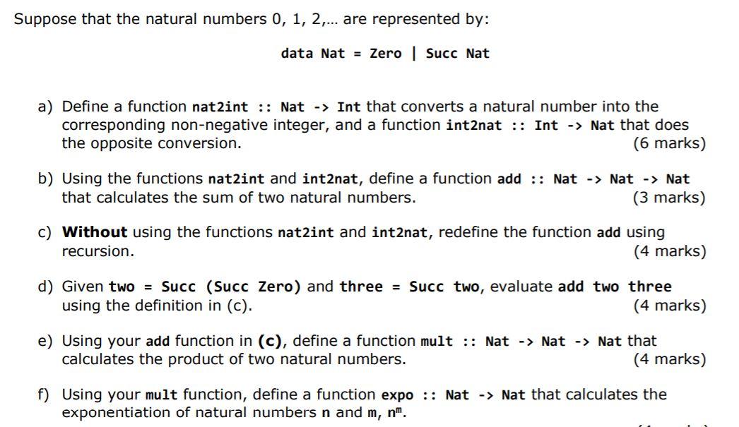 Solved Suppose that the natural numbers 0, 1, 2,... are | Chegg.com