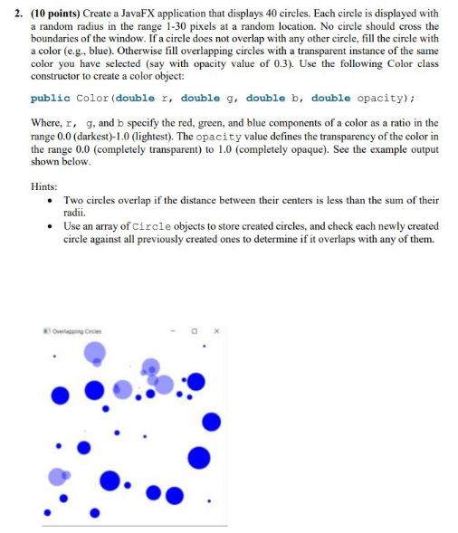 2. (10 points) Create a JavaFX application that | Chegg.com