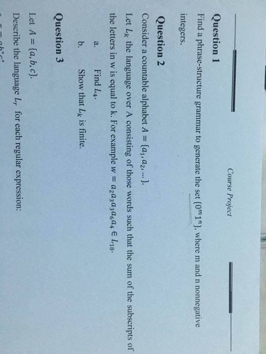 Solved Find a phrase-structure grammar to generate the set | Chegg.com