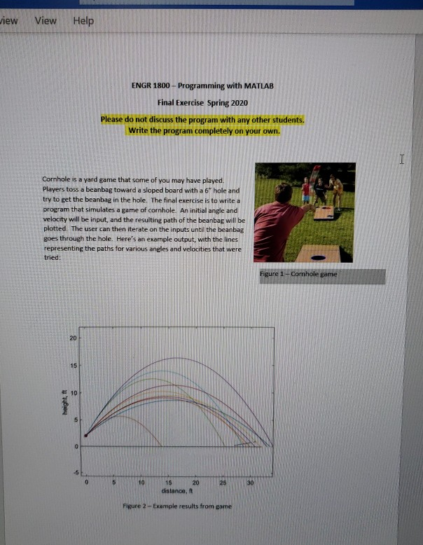 View View Help Engr 1800 Programming With Matlab