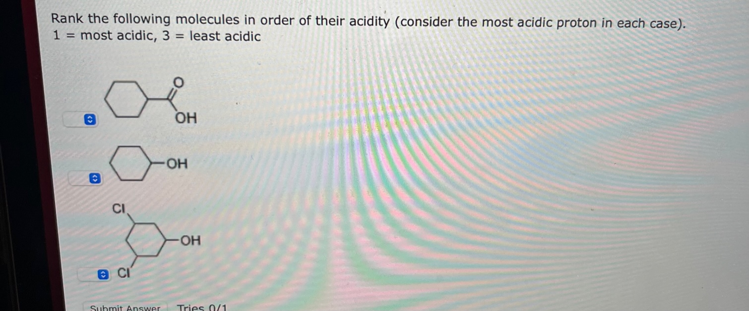 Solved Rank the following molecules in order of their | Chegg.com
