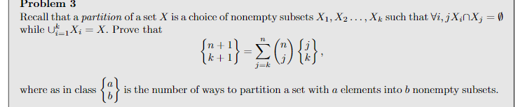 Solved Problem 3 Recall that a partition of a set X is a | Chegg.com