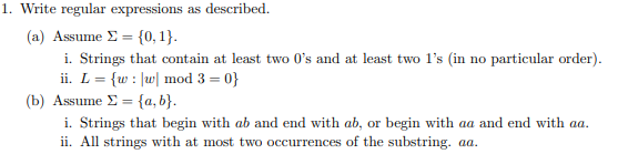 Solved 1. Write regular expressions as described. (a) Assume | Chegg.com