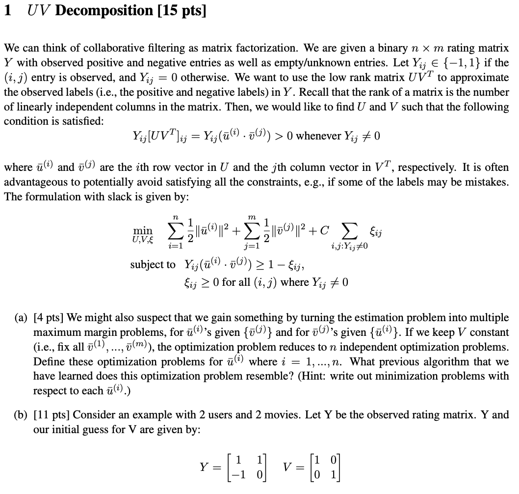 Solved We Can Think Of Collaborative Filtering As Matrix