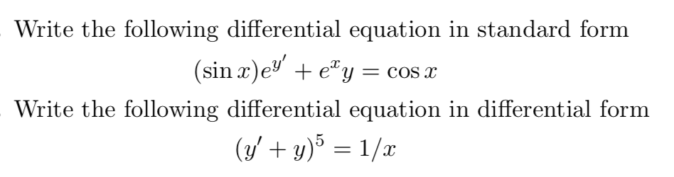 Solved - Write the following differential equation in | Chegg.com