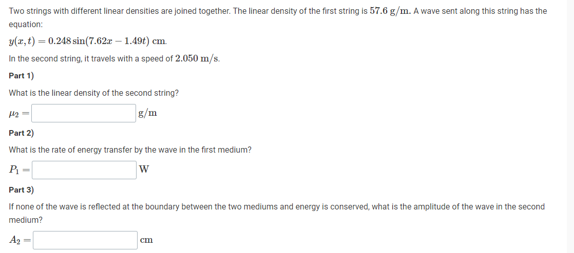 Solved Two strings with different linear densities are | Chegg.com