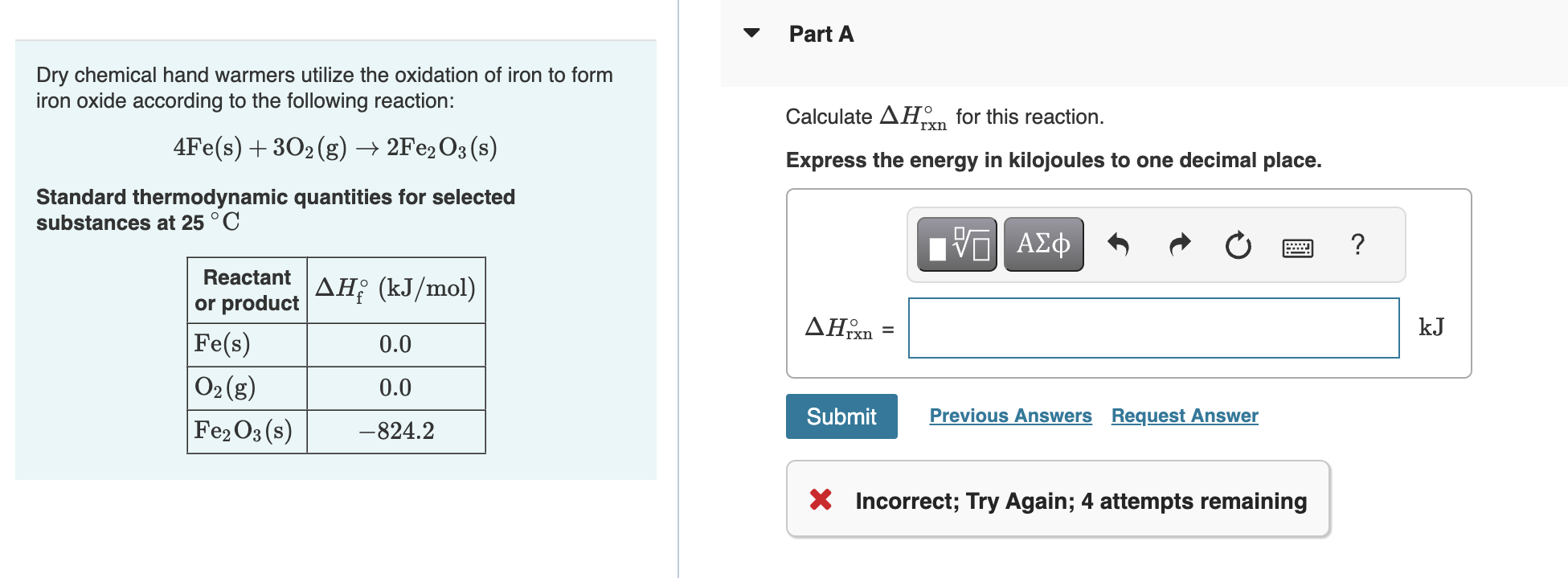 Solved Dry chemical hand warmers utilize the oxidation of | Chegg.com