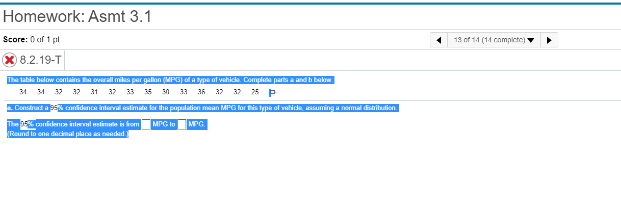 Solved Homework: Asmt 3.1 Score: 0 of 1 pt X 8.2.19-T 13 of | Chegg.com