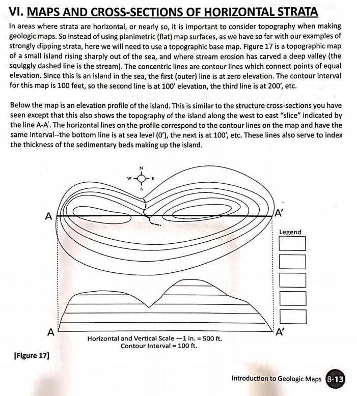 Solved VI. MAPS AND CROSS-SECTIONS OF HORIZONTAL STRATA In | Chegg.com