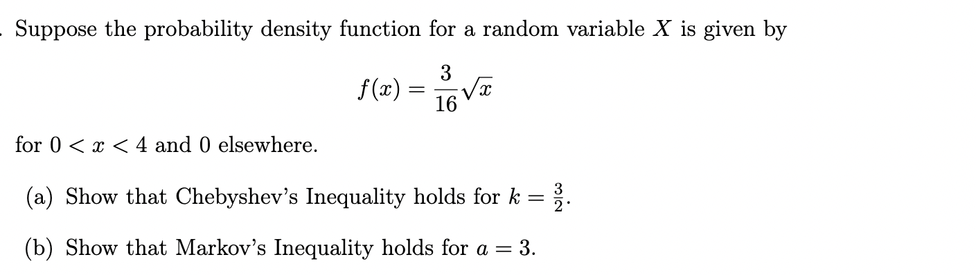 Solved Suppose the probability density function for a random | Chegg.com