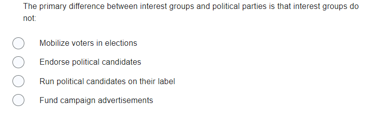The principle arguing that political parties are more | Chegg.com